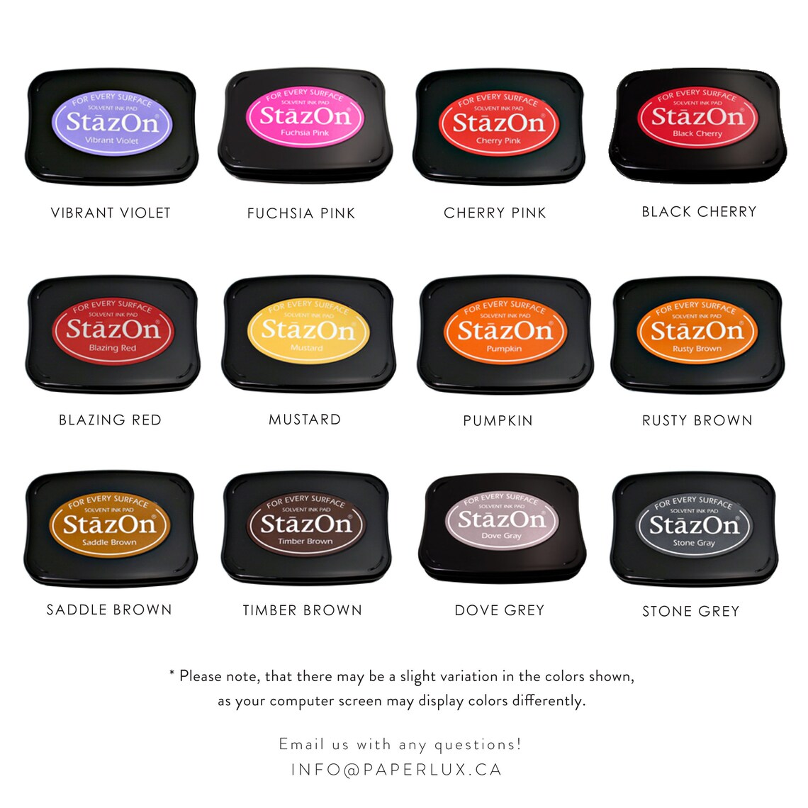 Stazon Permanent Ink Pads | Rubber Stamp Pad | 24 Colors to Choose From ...