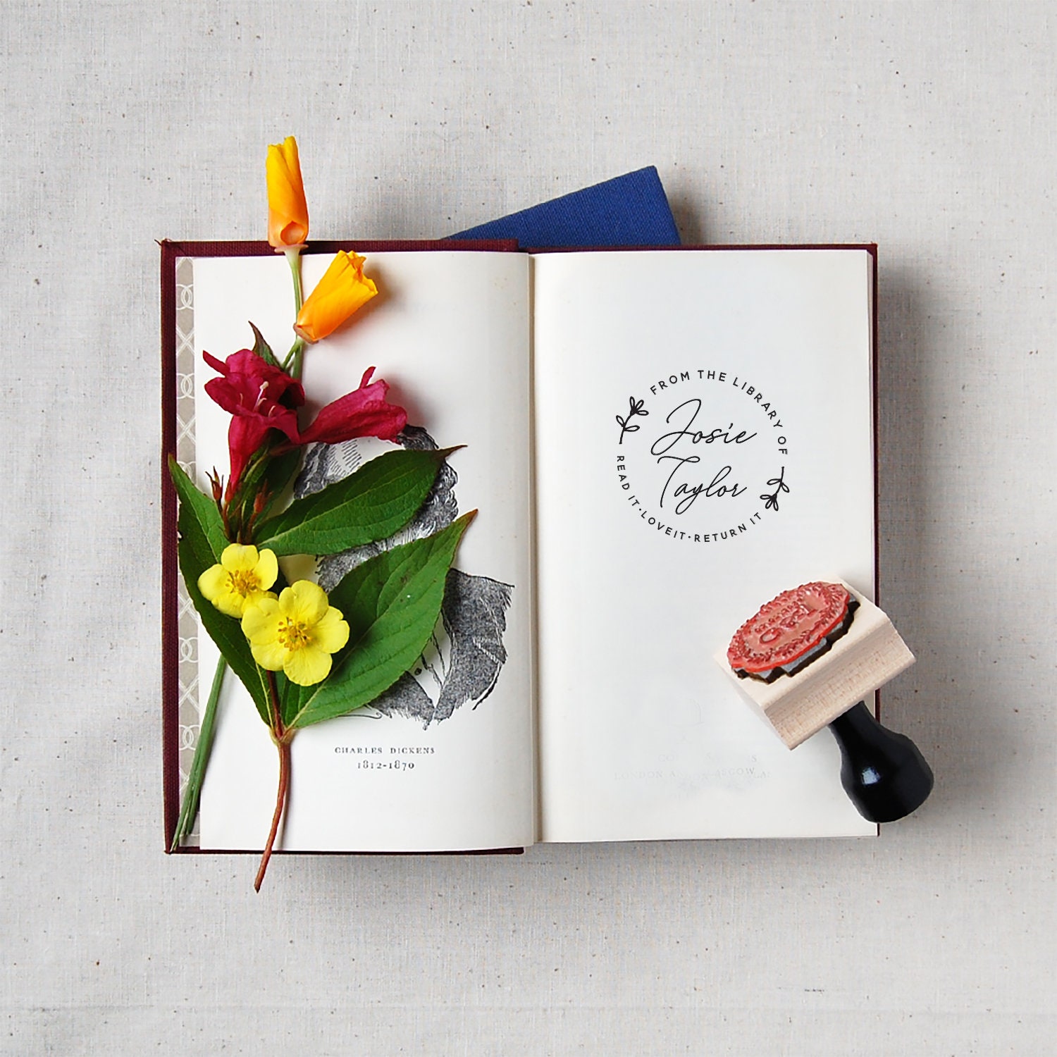 Personalized Library Stamp: Custom Book Stamp, Ex Libris (wooden or ...