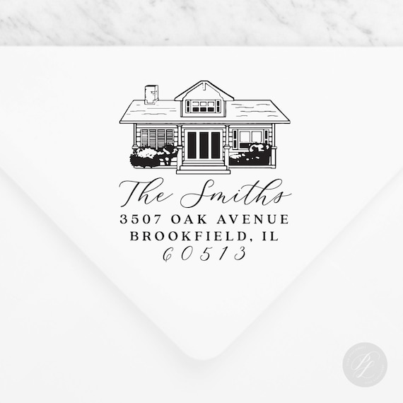 Custom Illustration Return Address Stamp 134 Wooden or - Etsy