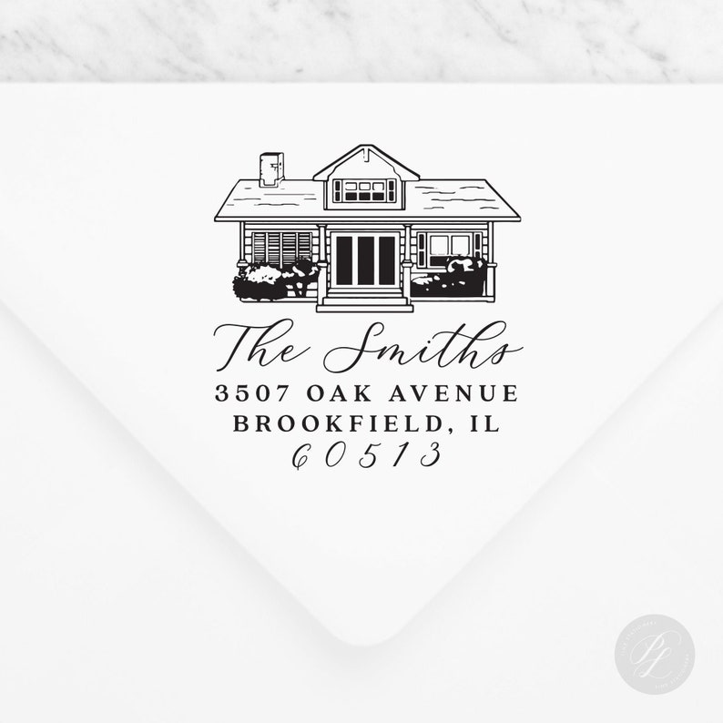 Custom Illustration Return Address Stamp 134 Wooden or - Etsy