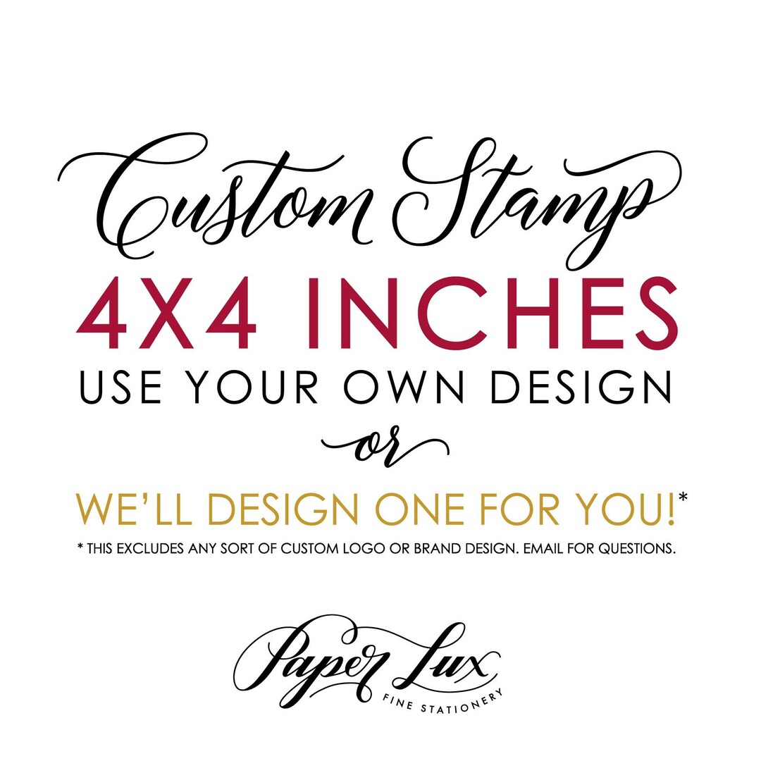 Custom Rubber Stamp - 4x4 Inches - Logo Stamp, Wedding Stamp, Business ...