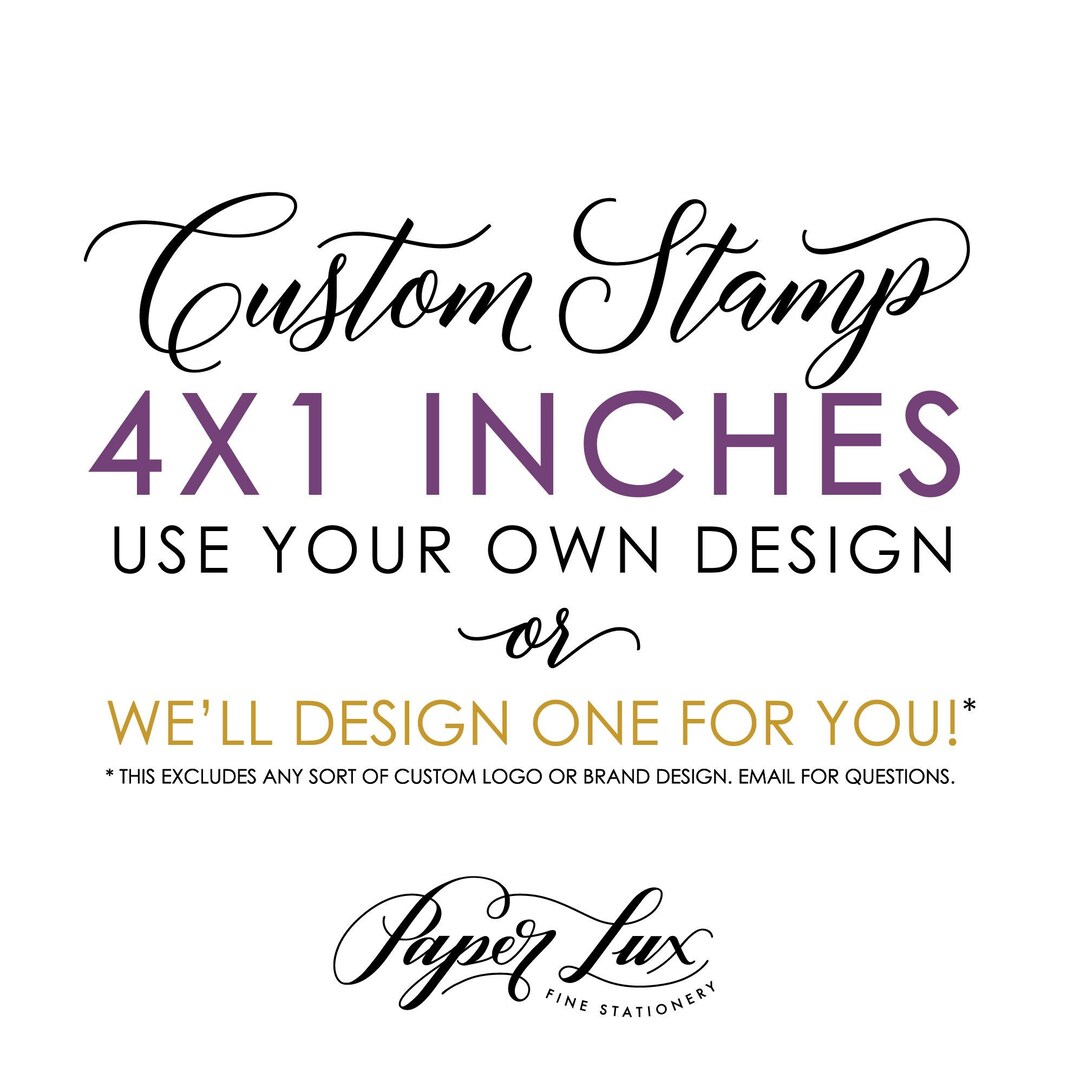 Custom Rubber Stamp 4x1 Inches Logo Stamp, Wedding Stamp, Business ...