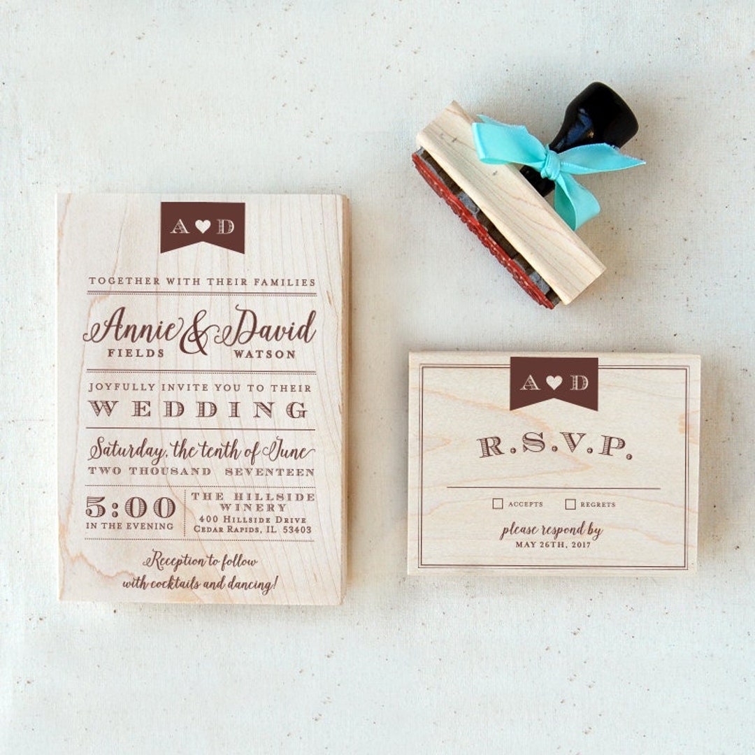 Wedding Invitation Stamp Suite #5 - Rustic - Calligraphy - Personalized ...