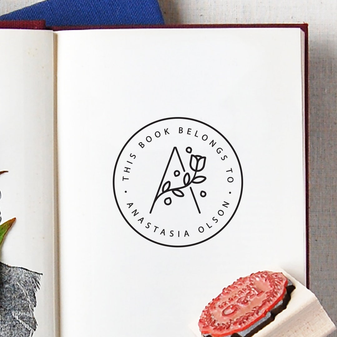 Library Stamp #28 - Wooden or Self-inking - Calligraphy - Bookplate ...