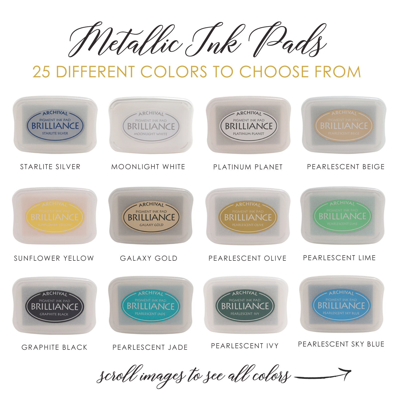 Brilliance Metallic Archival Ink Pads Pigment Ink Pad | Etsy