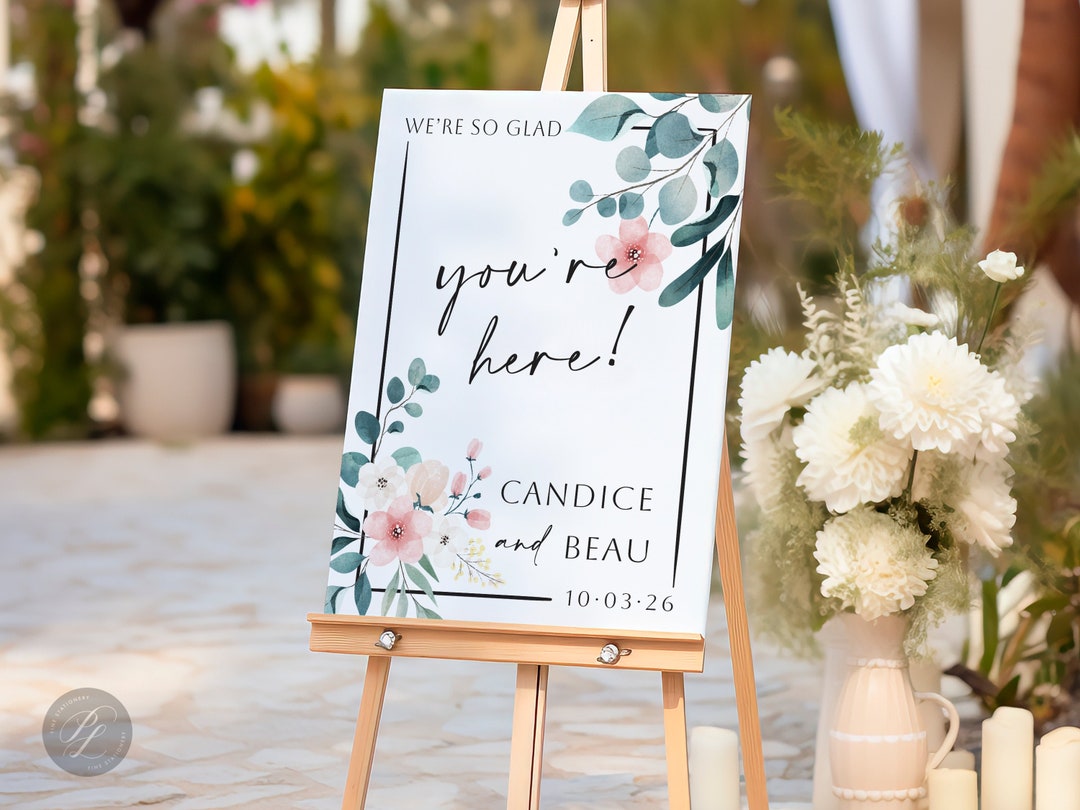 Custom Wedding Welcome Sign: Floral Design, Elegant Event Signage - Etsy