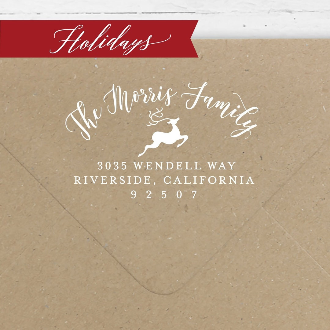 Holiday Return Address Stamp #20 - Wooden or Self-inking - Christmas ...