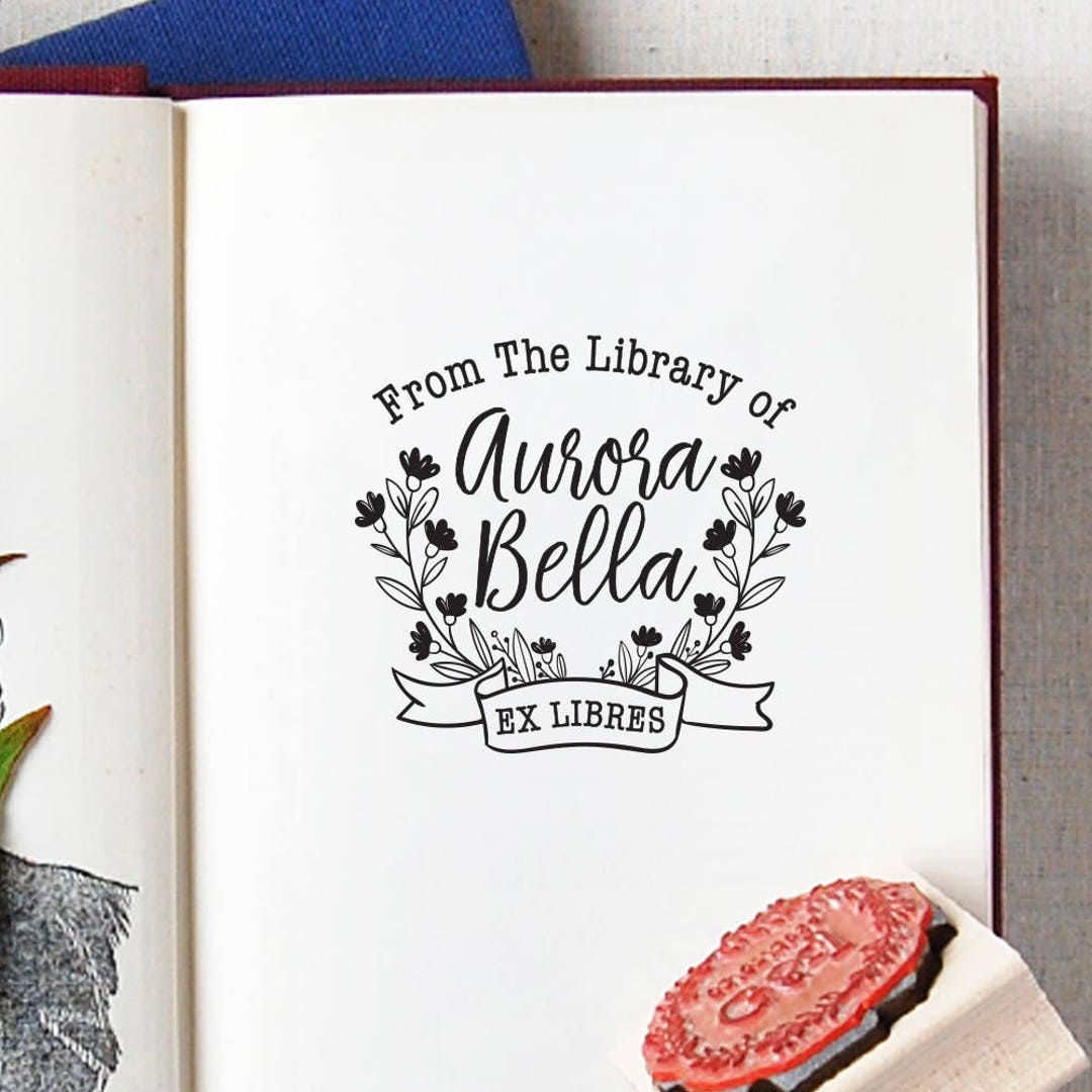 Library Stamp #11 - Wooden or Self-inking - Calligraphy - Bookplate ...