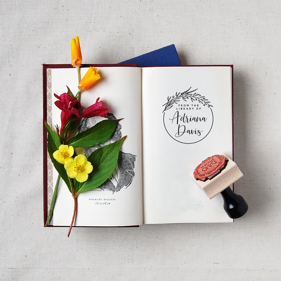 Library Stamp #30 - Wooden or Self-inking - Calligraphy - Bookplate ...