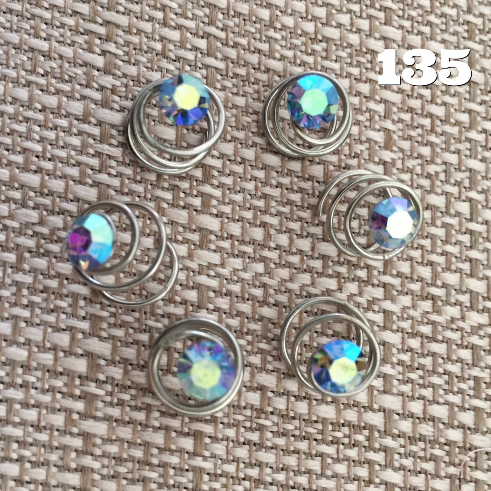 Hair Pins sparkling Screw Cage With a Diamond Rhinestone Center Set of ...