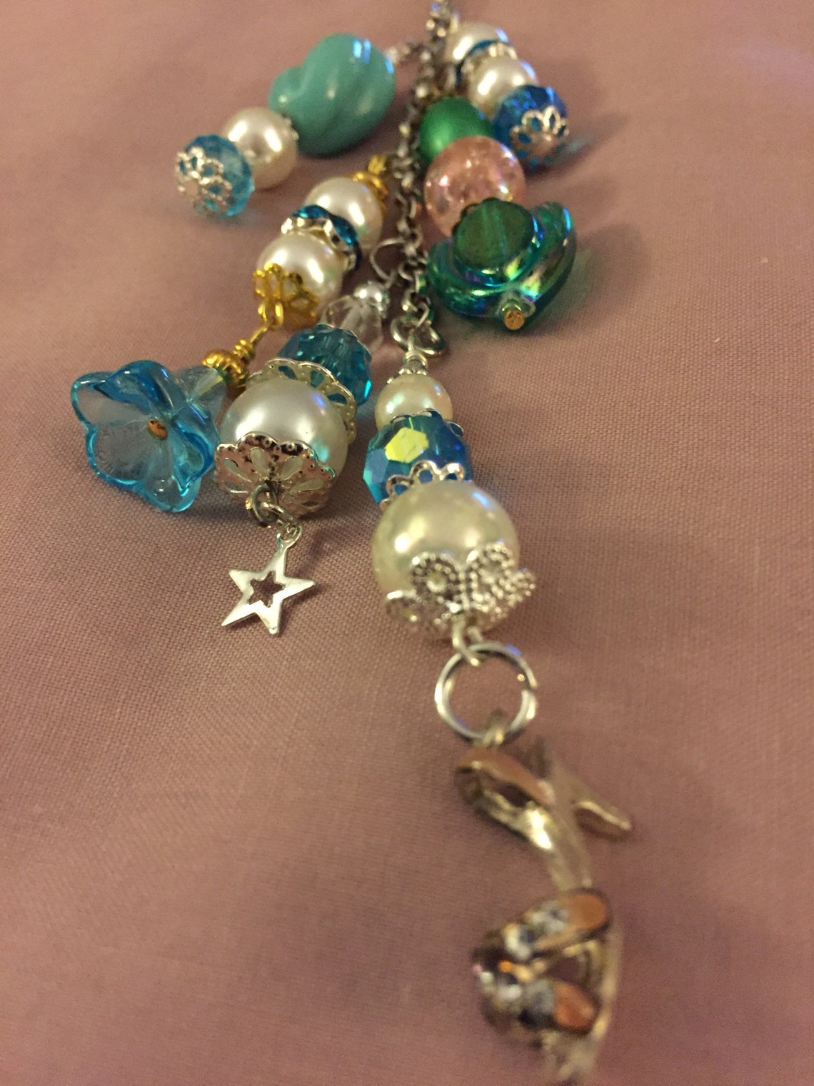 Purse Charm Cinderella Glass Slipper Charm and Turquoise | Etsy