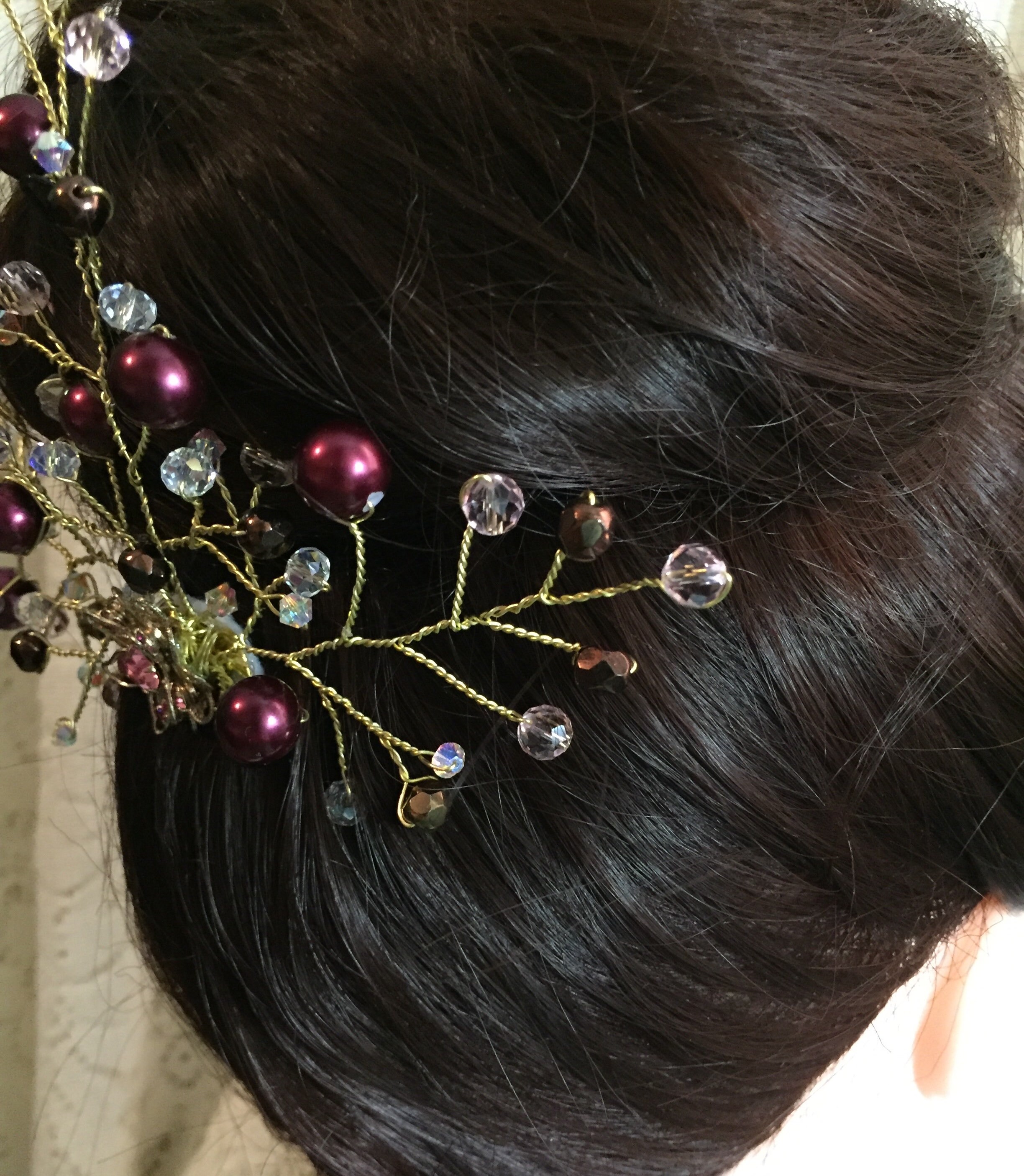 Crystal Iridescent Brown Beads,And Beet Pearls ,Goldstone Fuchsia ...