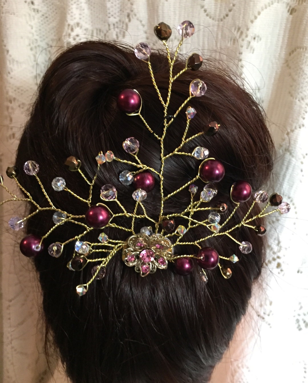 Crystal Iridescent Brown Beads,And Beet Pearls ,Goldstone Fuchsia ...