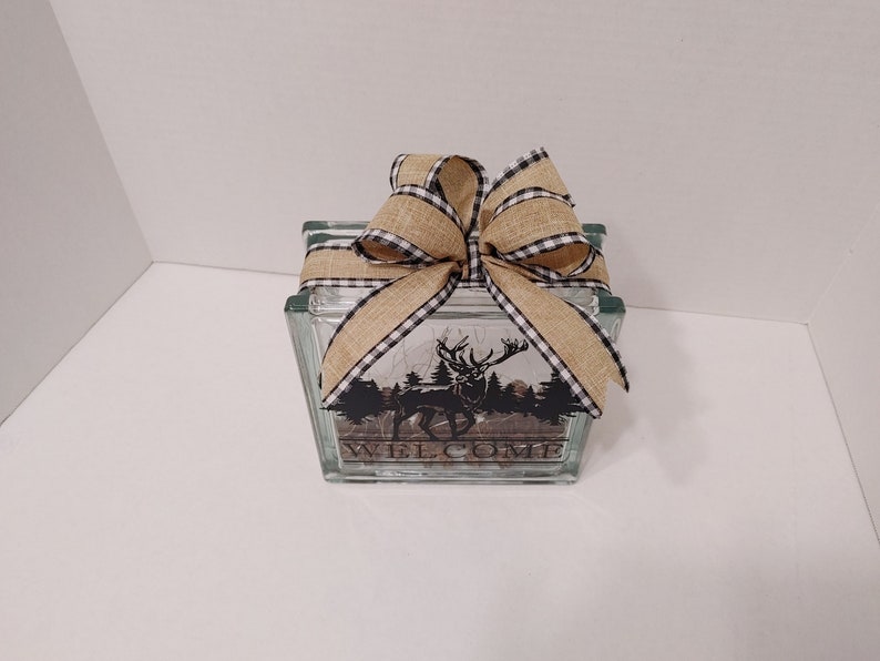 Rustic Glass Light up Block With Buck and Name Personalization - Etsy