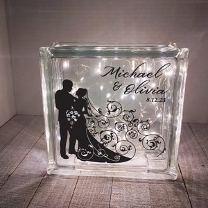 Personalized Wedding Glass Block With Fairy Lights - Etsy