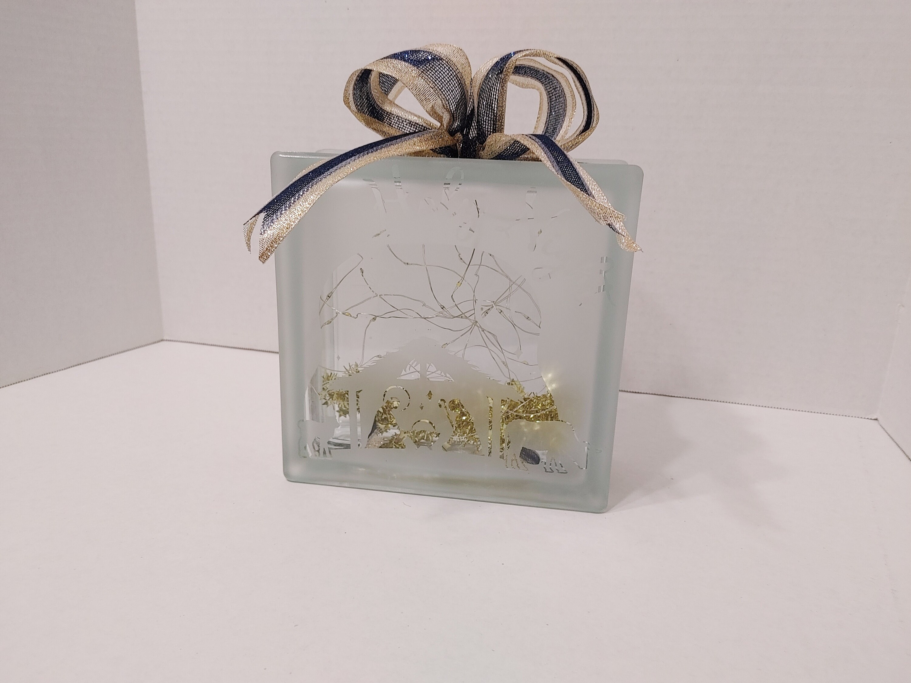 Light up String Light Glass Block Nativity Scene, Holy Night Home Decor ...