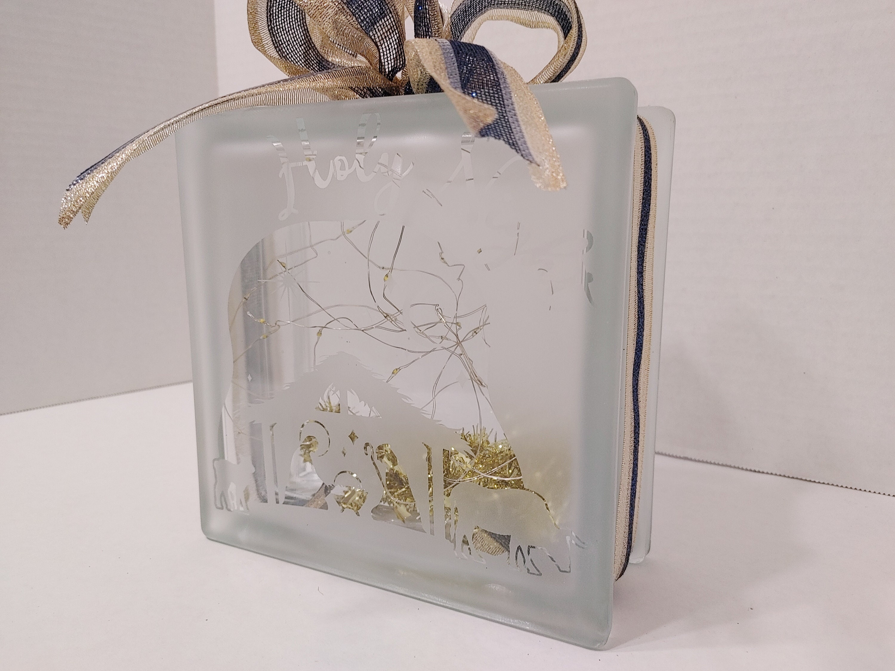 Light up String Light Glass Block Nativity Scene, Holy Night Home Decor ...