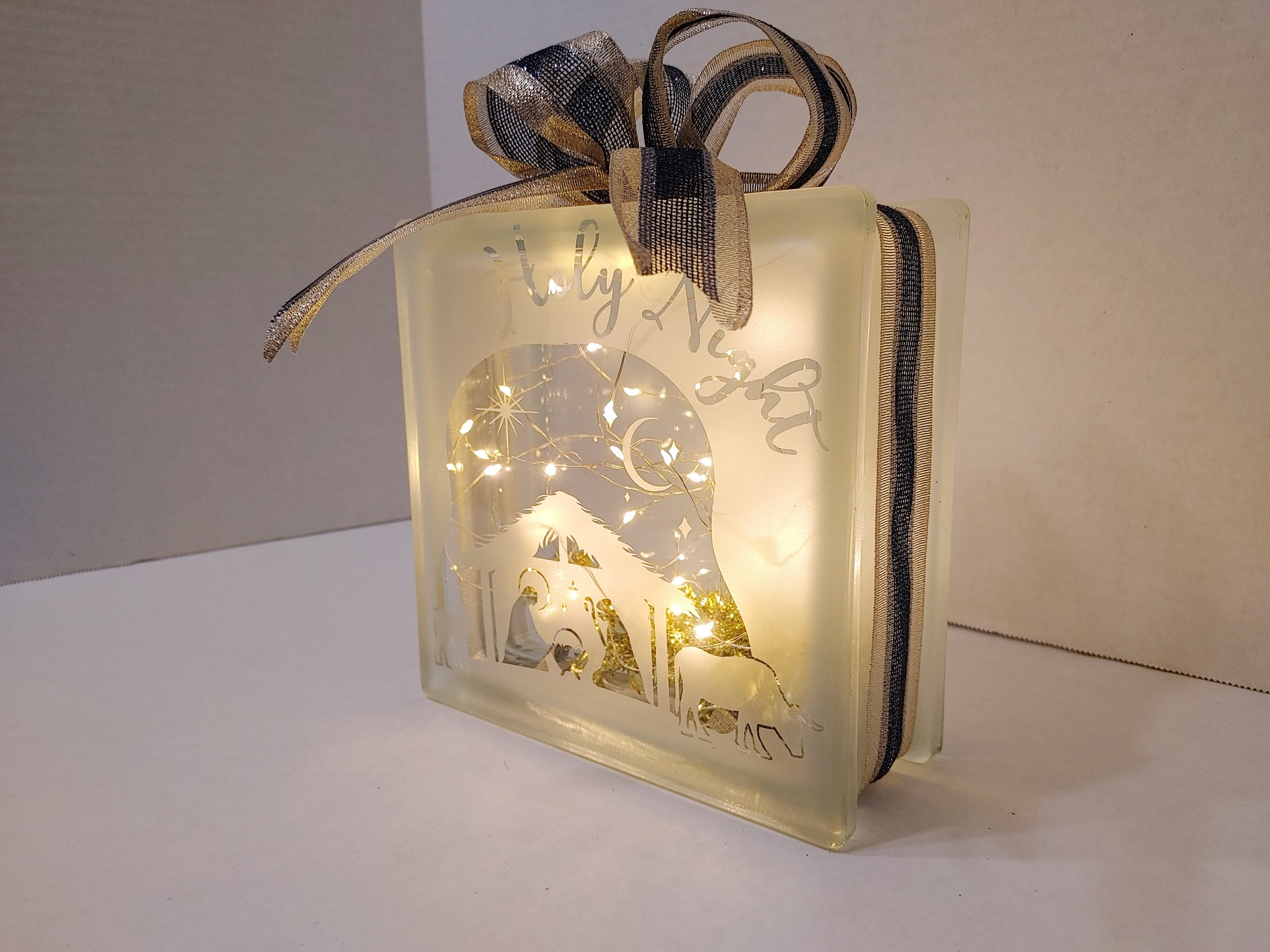 Light up String Light Glass Block Nativity Scene, Holy Night Home Decor ...
