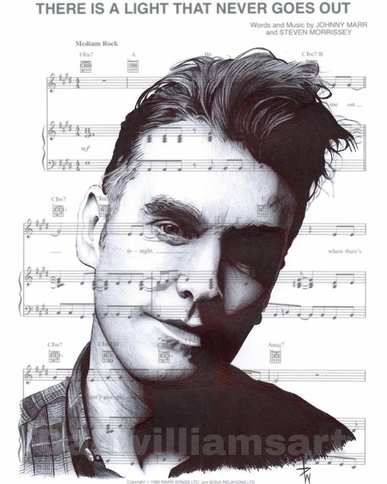 Morrissey Print: Ballpoint Pen Drawing on Sheet Music - A3 Mounted - Etsy