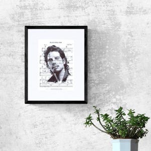 Chris Cornell Portrait Print – Pen & Ink on Sheet Music | A4 Music Art ...
