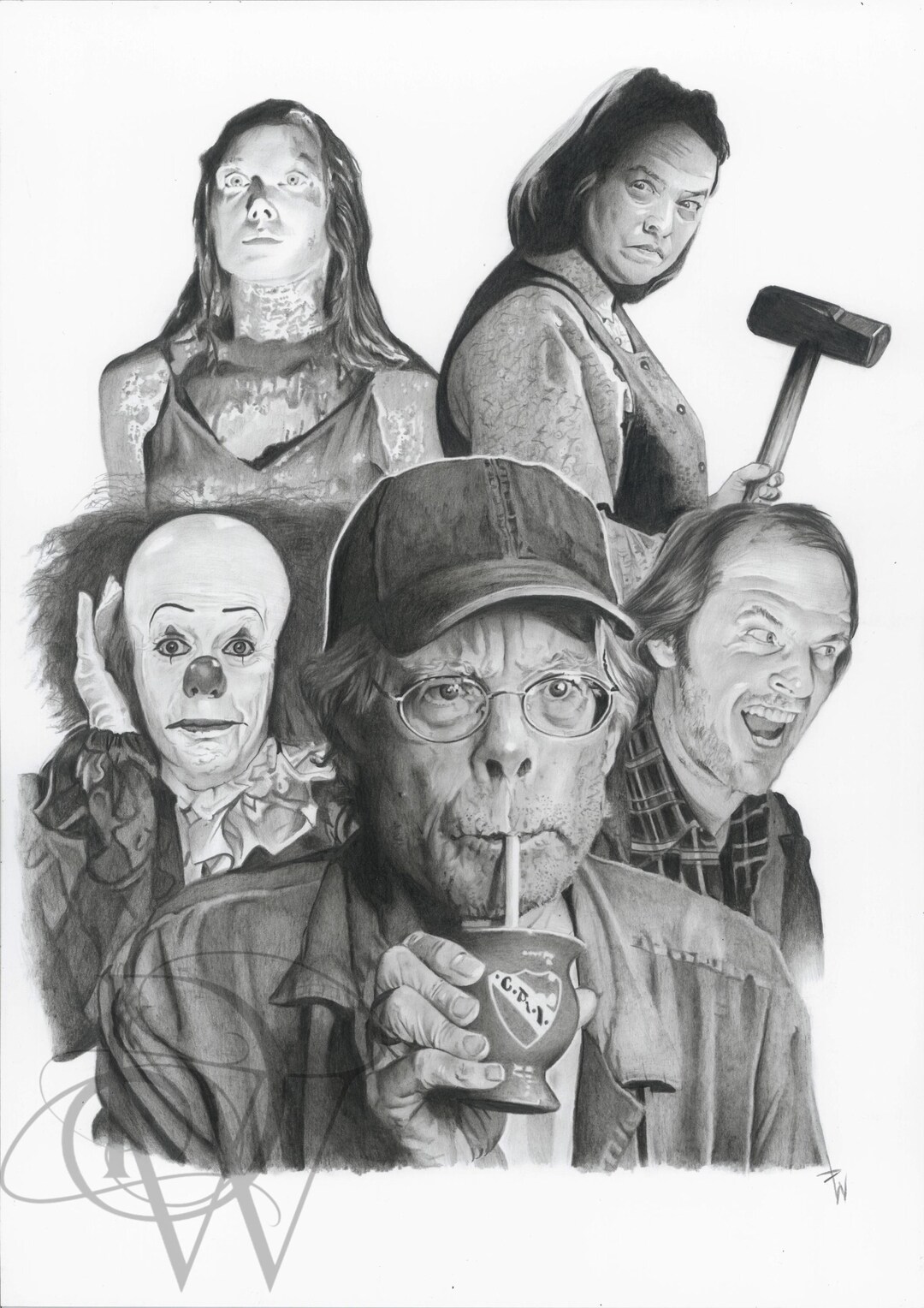 Stephen King Tribute Drawing Print - Etsy