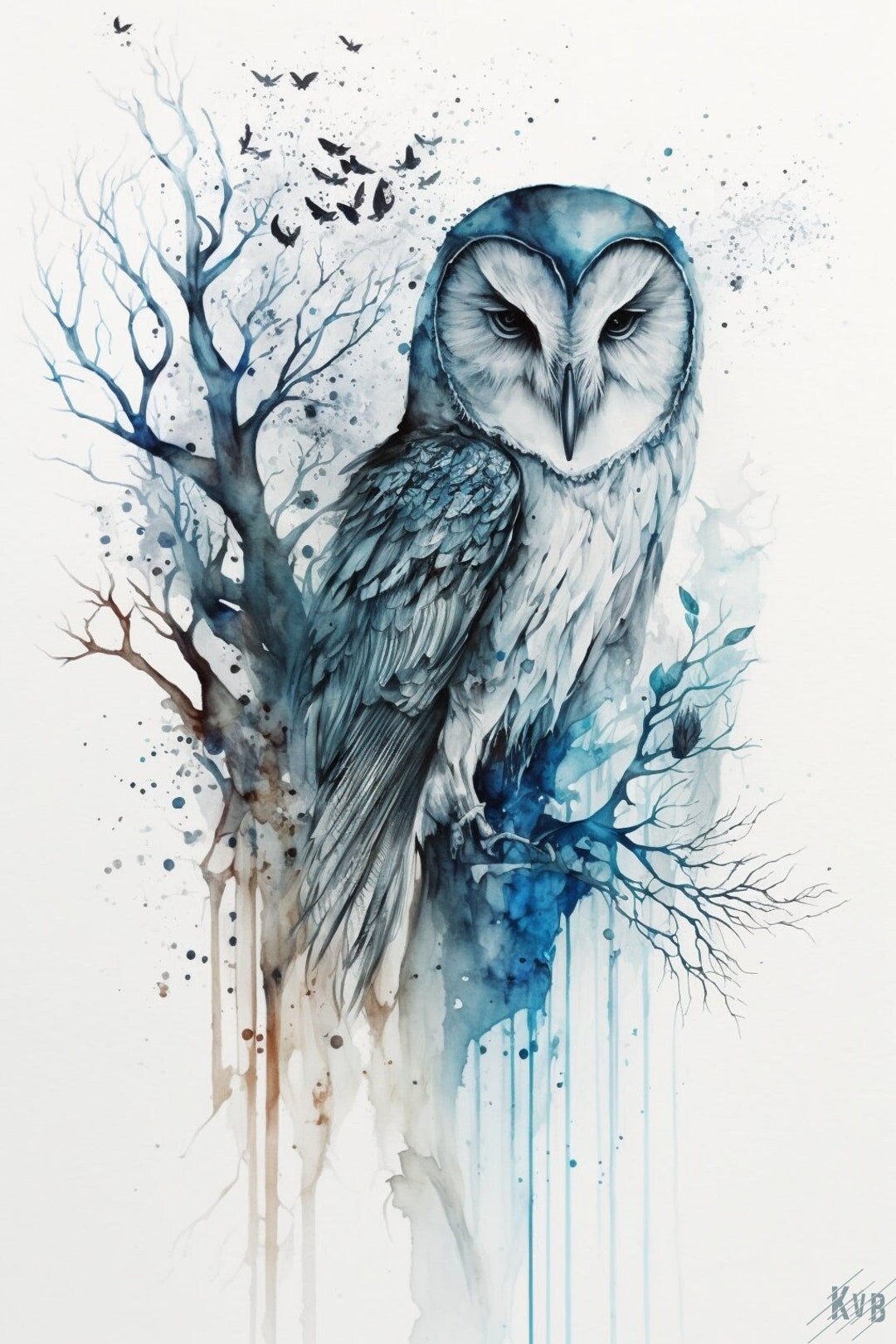 Barn Owl Monochromatic, Bird Art, Owl Art, Nature Wildlife Print ...