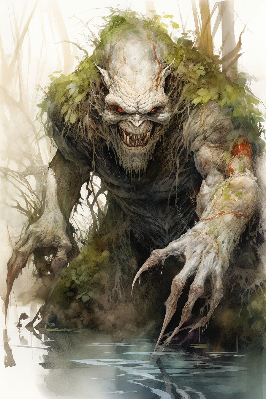Swamp Troll Watercolor Art: Dungeons and Dragons Monster (digital ...
