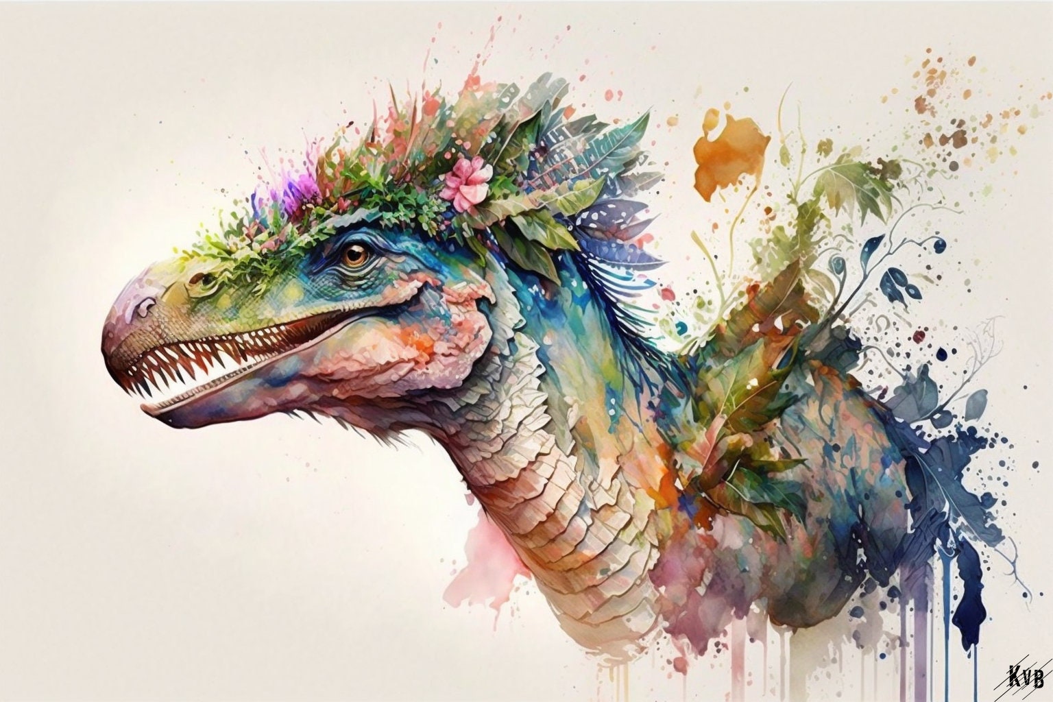 Velociraptor/dinosaur Art/kid's Room Art/watercolor Art/instant ...