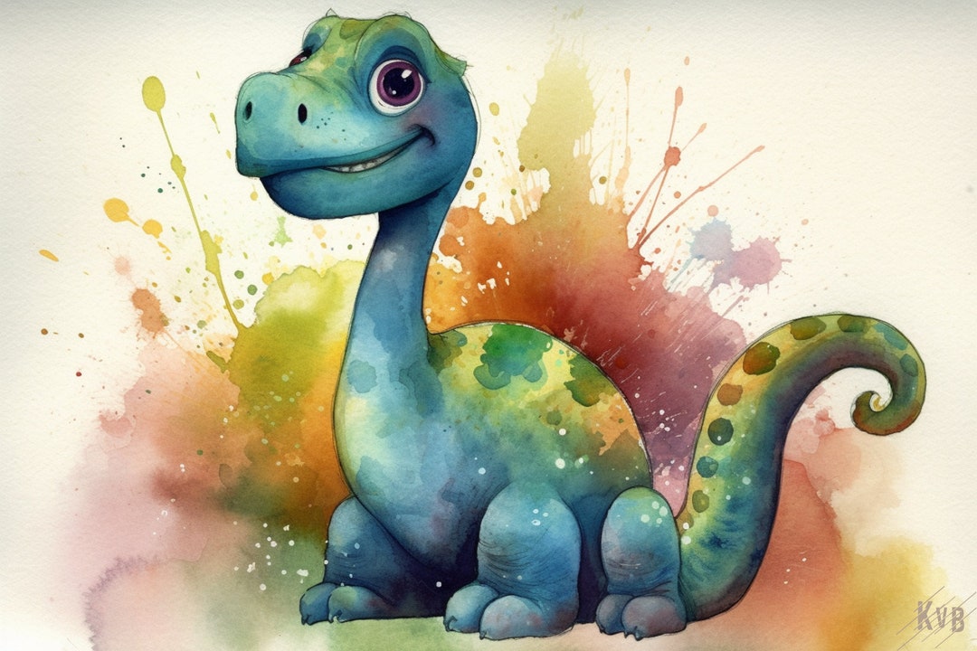 Cute Baby Dinosaur, Fantasy Art, Nursery Decor, Wall Art, Kid's Room ...