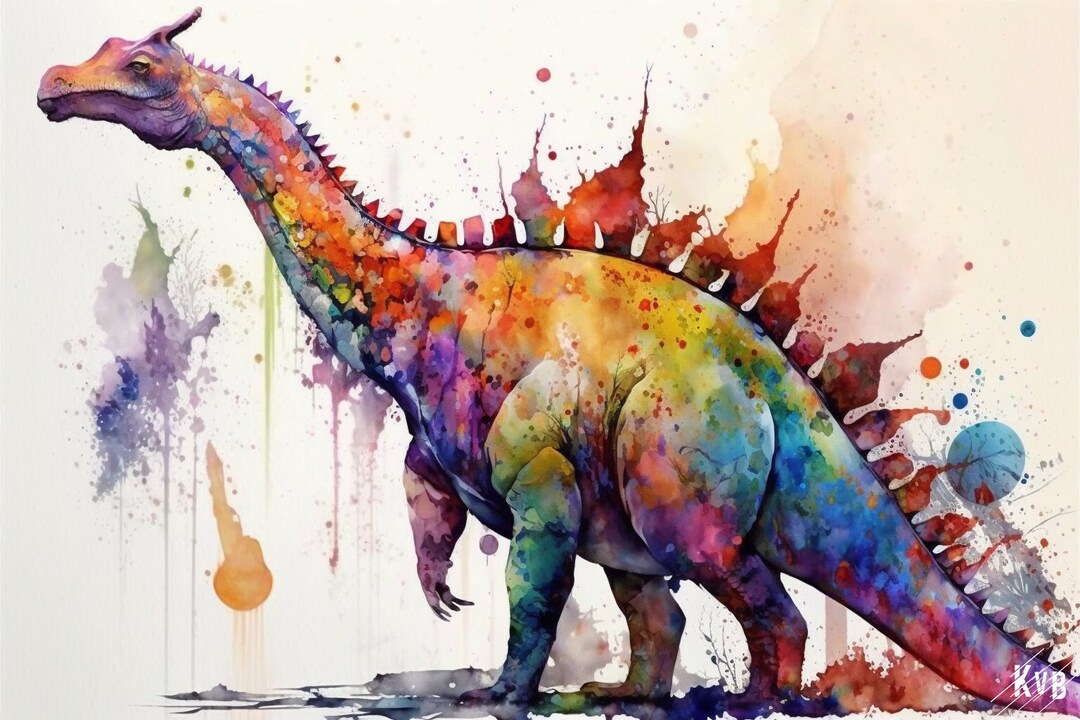 Colorful Brontosaurus, Animal Art, Kid's Room Decor, Home Nursery Art ...