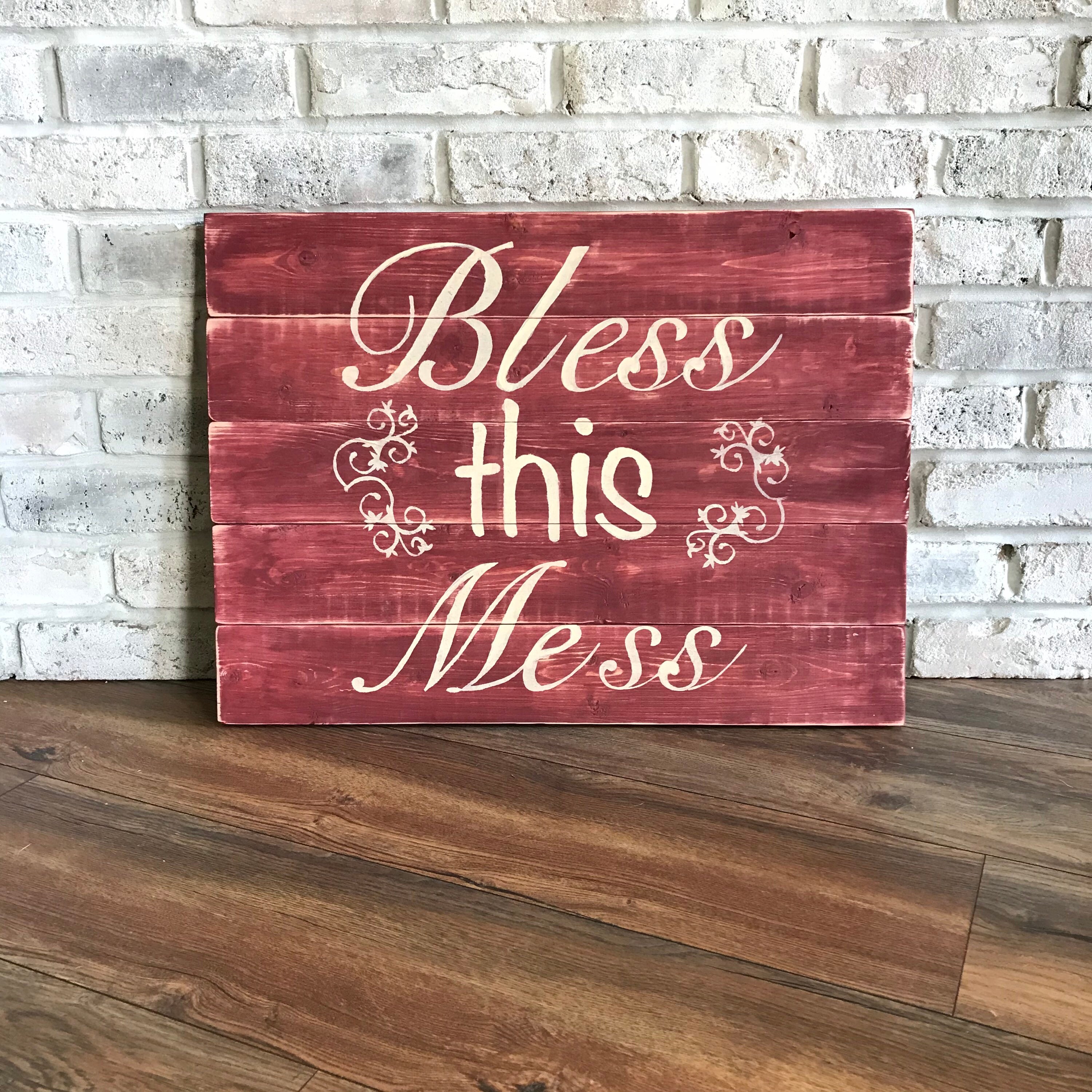 Bless This Mess Bless This Mess Sign Rustic Wall Decor | Etsy