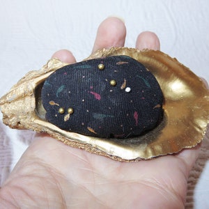Antique OOAK Sea Shell Pin Cushion-gold Painted Oyster Seashell Pin ...