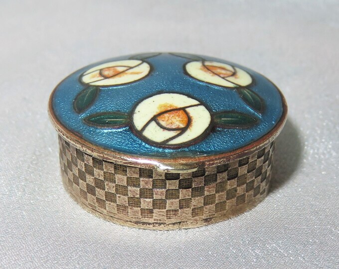 Antique Enamel Art Deco Hinged Brass Box - Tiny Box - Pill Box - Patch ...