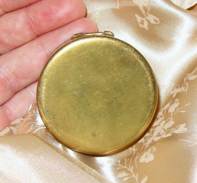 Fine Antique Brass & Hand Painted Floral Enamel Box-hinged Mirrored Box ...