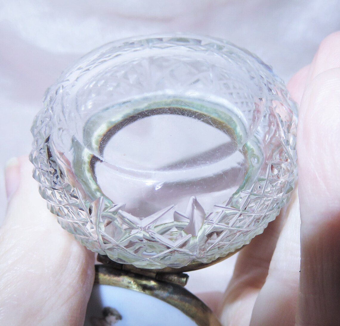 Antique Victorian Cut Crystal Box Jar with Hand Painted | Etsy