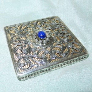 Antique Bright Cut Solid 800 Silver Compact Case-engraved Silver ...