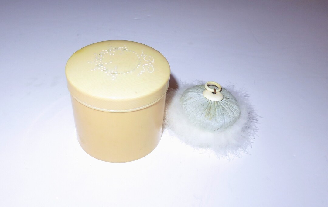 Antique Swans Down and Silk Powder Puff With Bone Handle & Antique ...