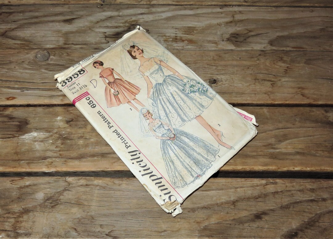 Vintage 1961 Simplicity Wedding Dress or Bridesmaid Dress Pattern #8343 ...