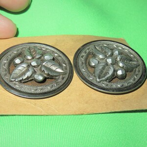 Large Antique Victorian Steel Cup Buttons Set Pair - Faceted Cut Steel ...