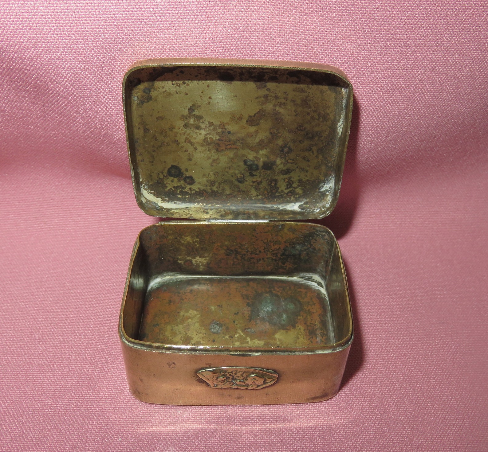 Antique Brass/bronze Japanese Meiji Era Hinged Box- Pill Box-trinket ...