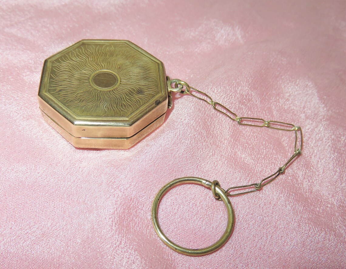 Antique Enamel Finger Ring Dance Compact Hinged Brass - Etsy