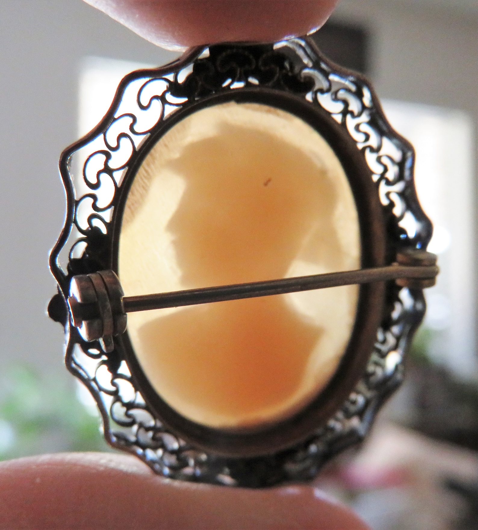 Antique 800 Gilt Silver Greek God Carved Shell Cameo Brooch - Relief ...