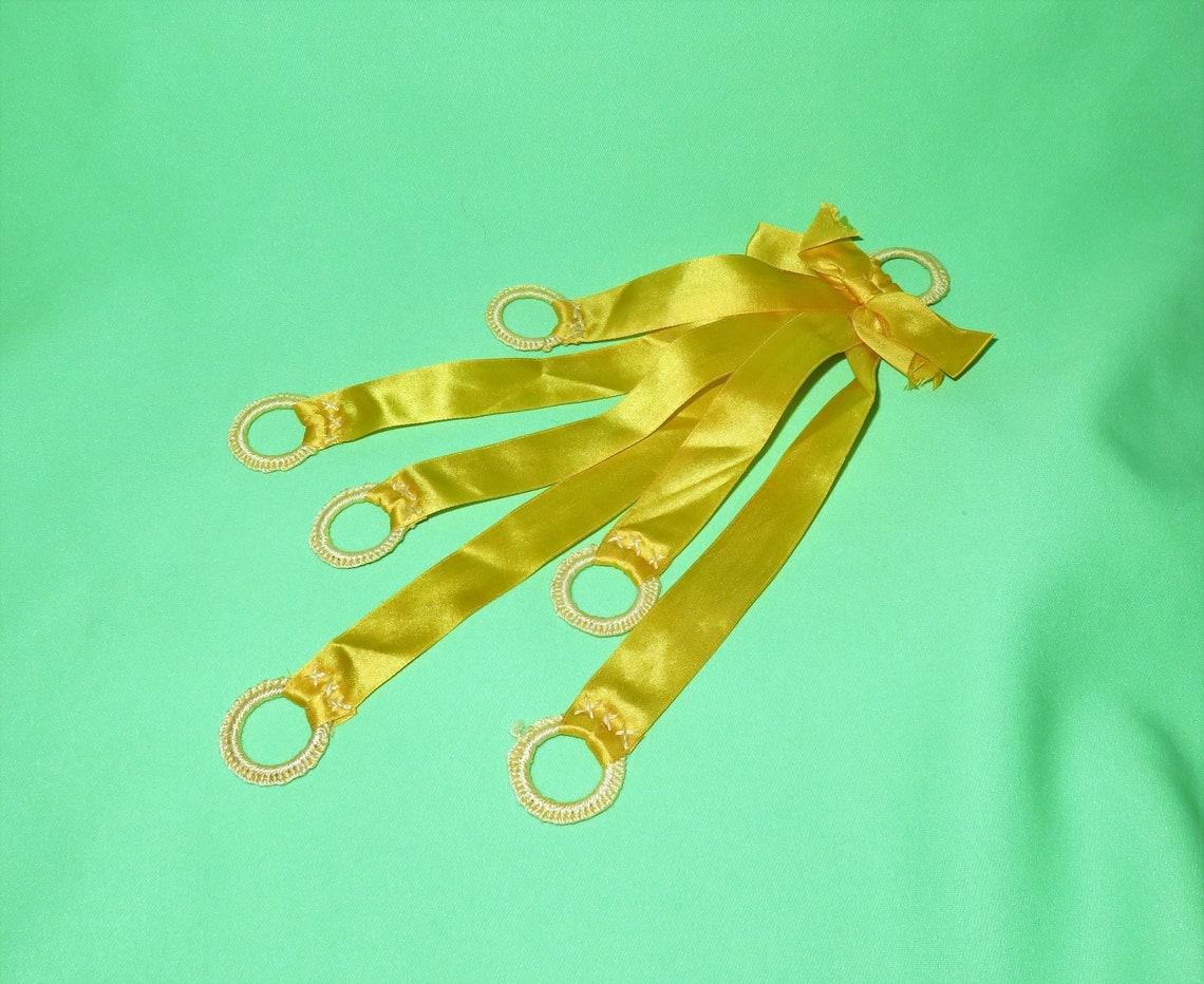 Antique Gold Silk Ribbon Sewing Chatelaine Six Ribbons and | Etsy