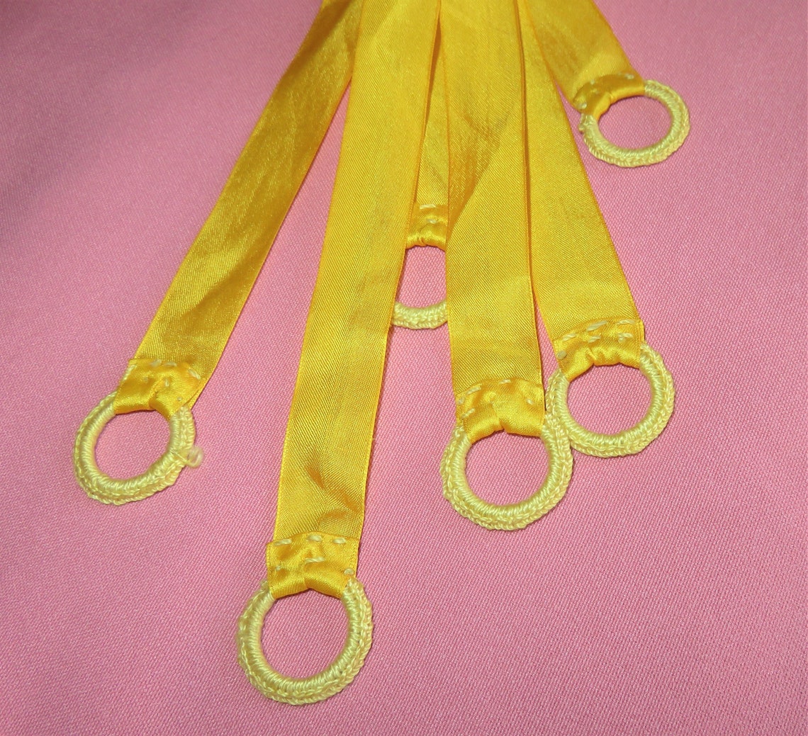 Antique Gold Silk Ribbon Sewing Chatelaine Six Ribbons and | Etsy