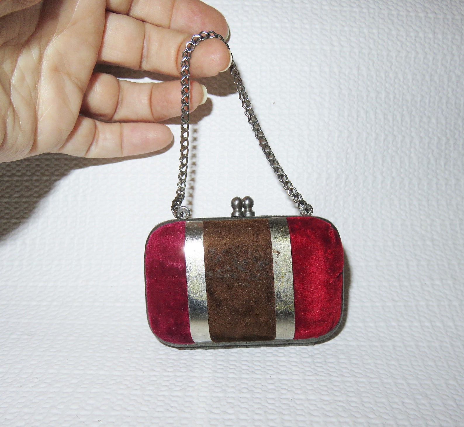 Antique Velvet Fashion Doll Purse - Valise Style Coin Purse - Victorian ...