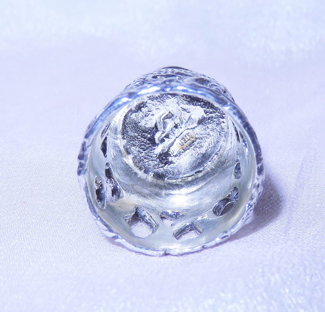 Vintage Sterling Silver Open Work Thimble Embossed Flower | Etsy