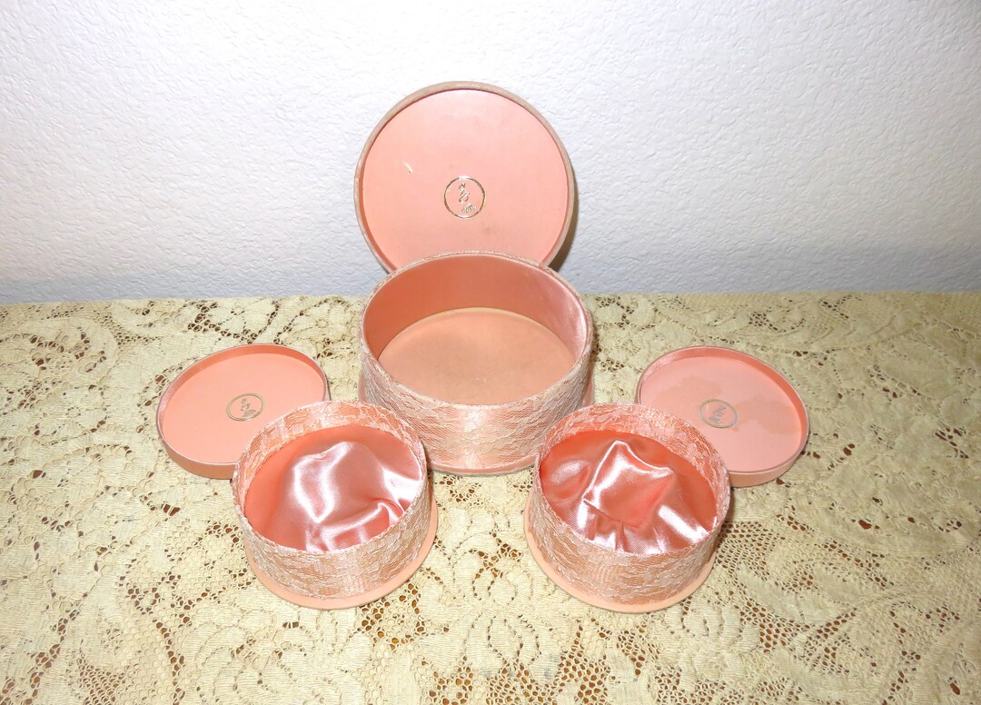 Vintage 1950's Evyan White Shoulders Set of Three Peach Satin & Lace ...