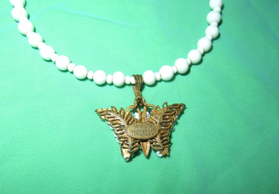Antique Signed Miriam Haskell Butterfly Pendant Neckl… - Gem