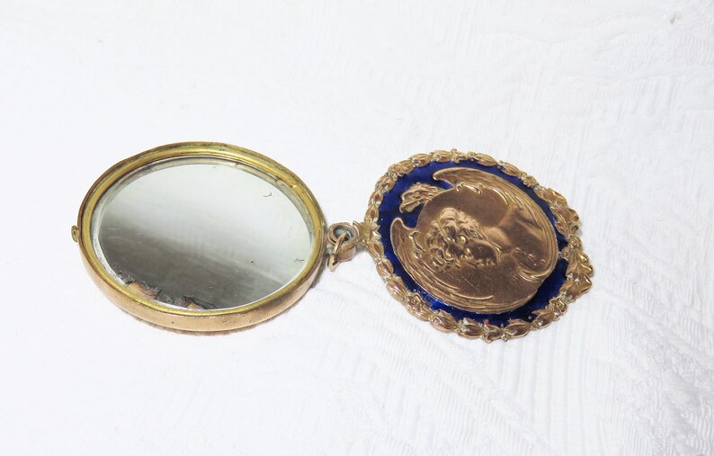 Antique French Art Nouveau Sliding Compact Mirror Pendant | Etsy
