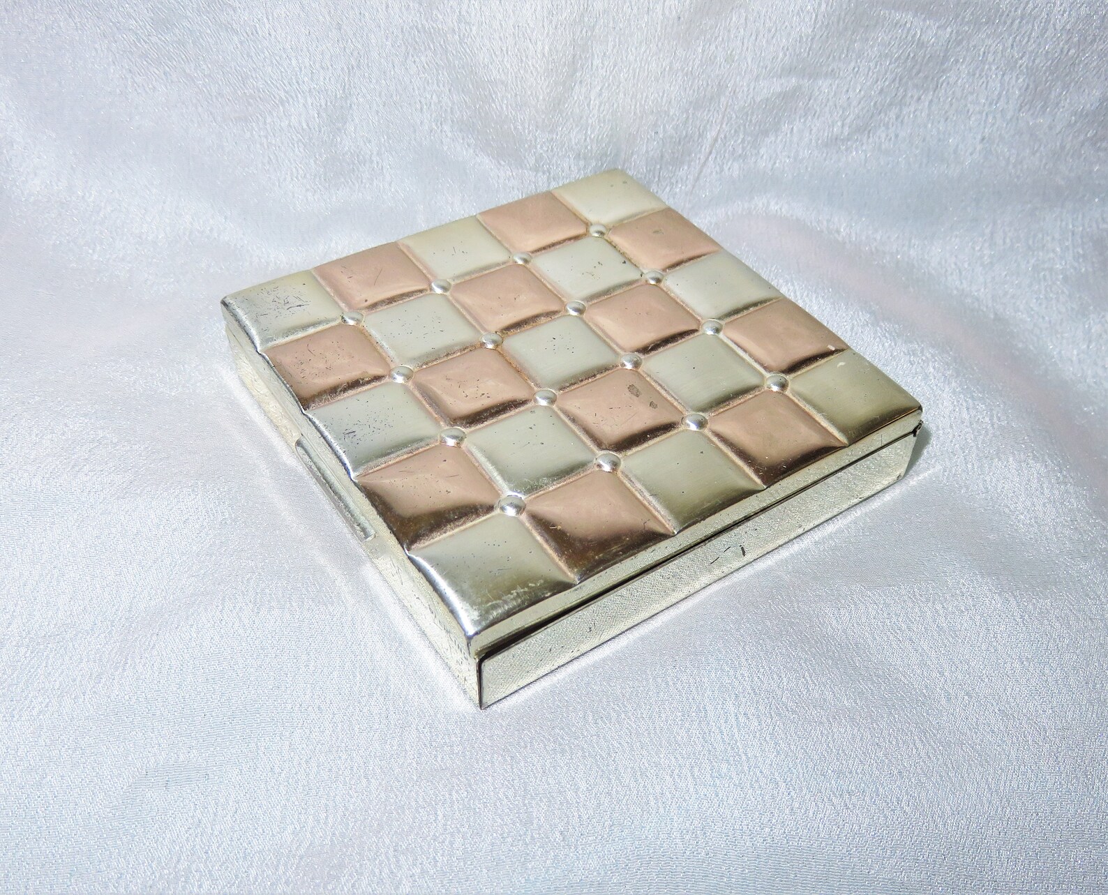 Antique Sterling Silver Powder Compact With Mirror Square - Etsy